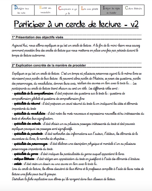 lecture – La classe de Mallory