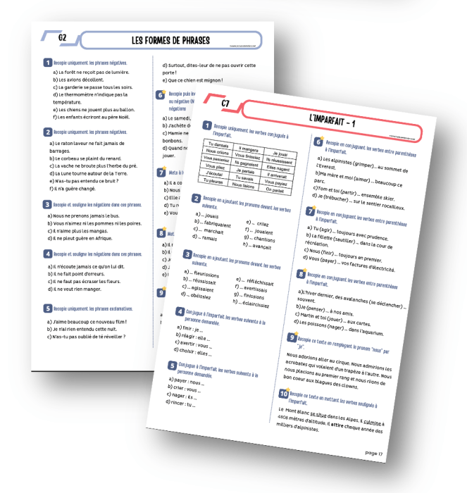 Français CM2 – Programmes 2025 – Mémo leçons + exercices – La classe de ...